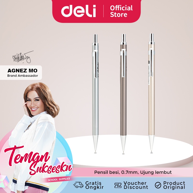 Jual Deli pensil mekanik besi 0.7mm 3 warna fashion S332 | Shopee Indonesia