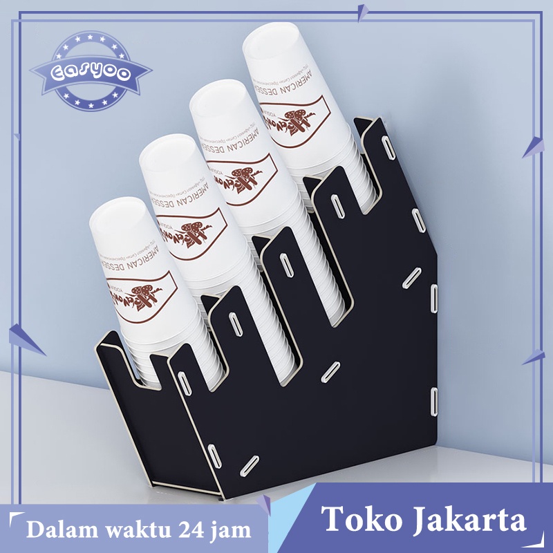 Jual Rak Organizer Paper Cup Coffee Cup Holder Wooden Dispenser Papper ...