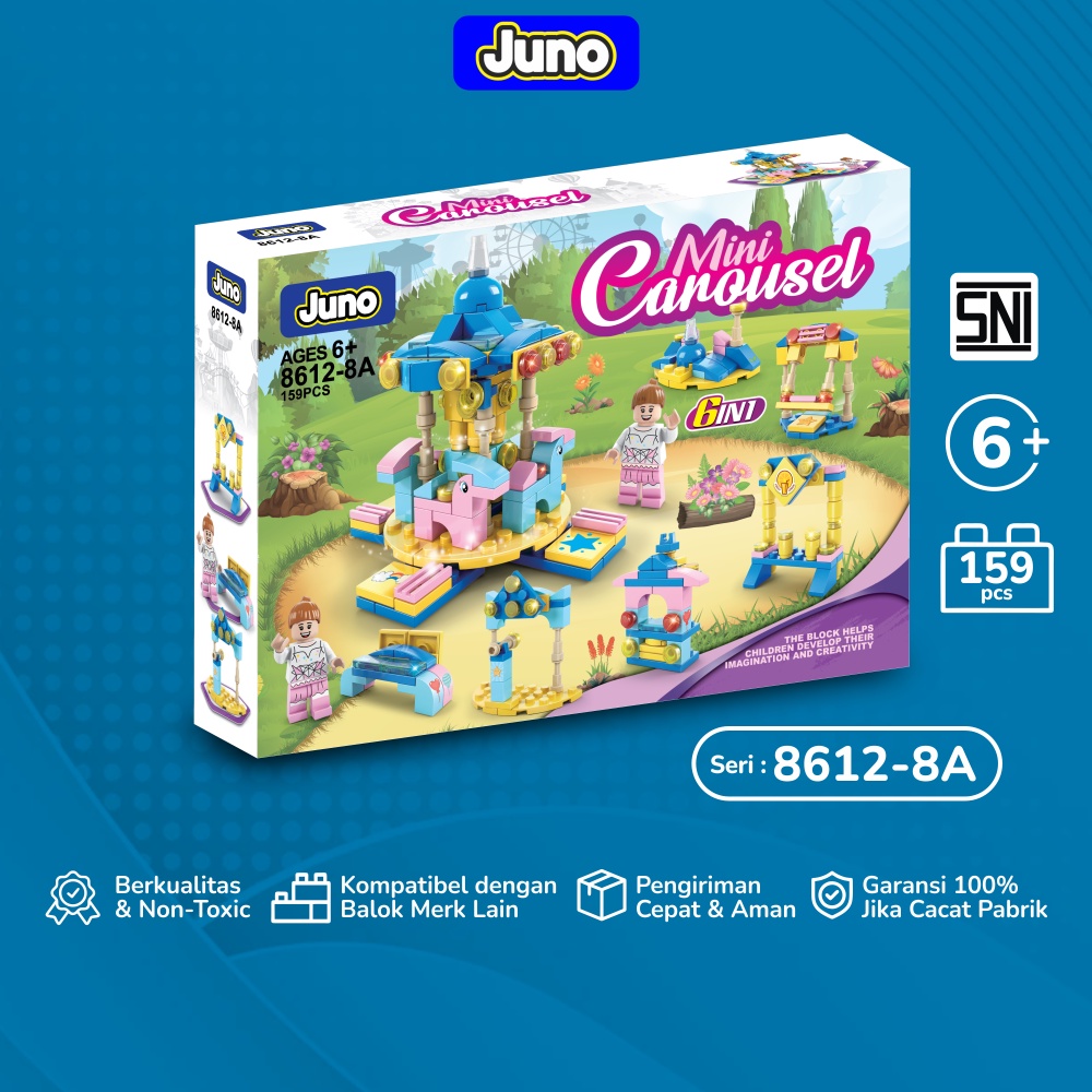 Jual Juno Mainan Bricks Mini Carousel 6in1 Seri 8612-8A Balok Block ...