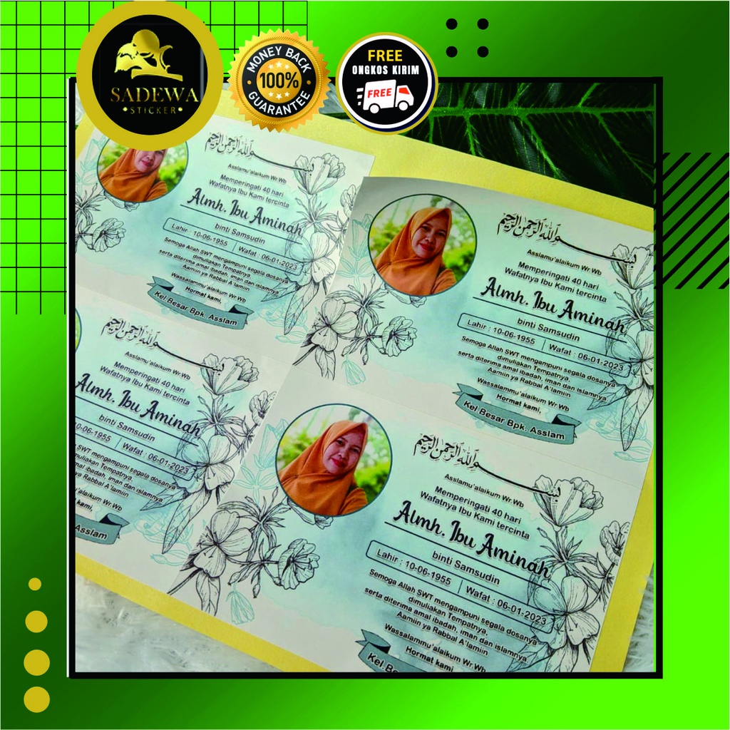 Jual Sticker dan Card Mengenang Wafatnya Stiker Card Label Tahlil Kartu ...