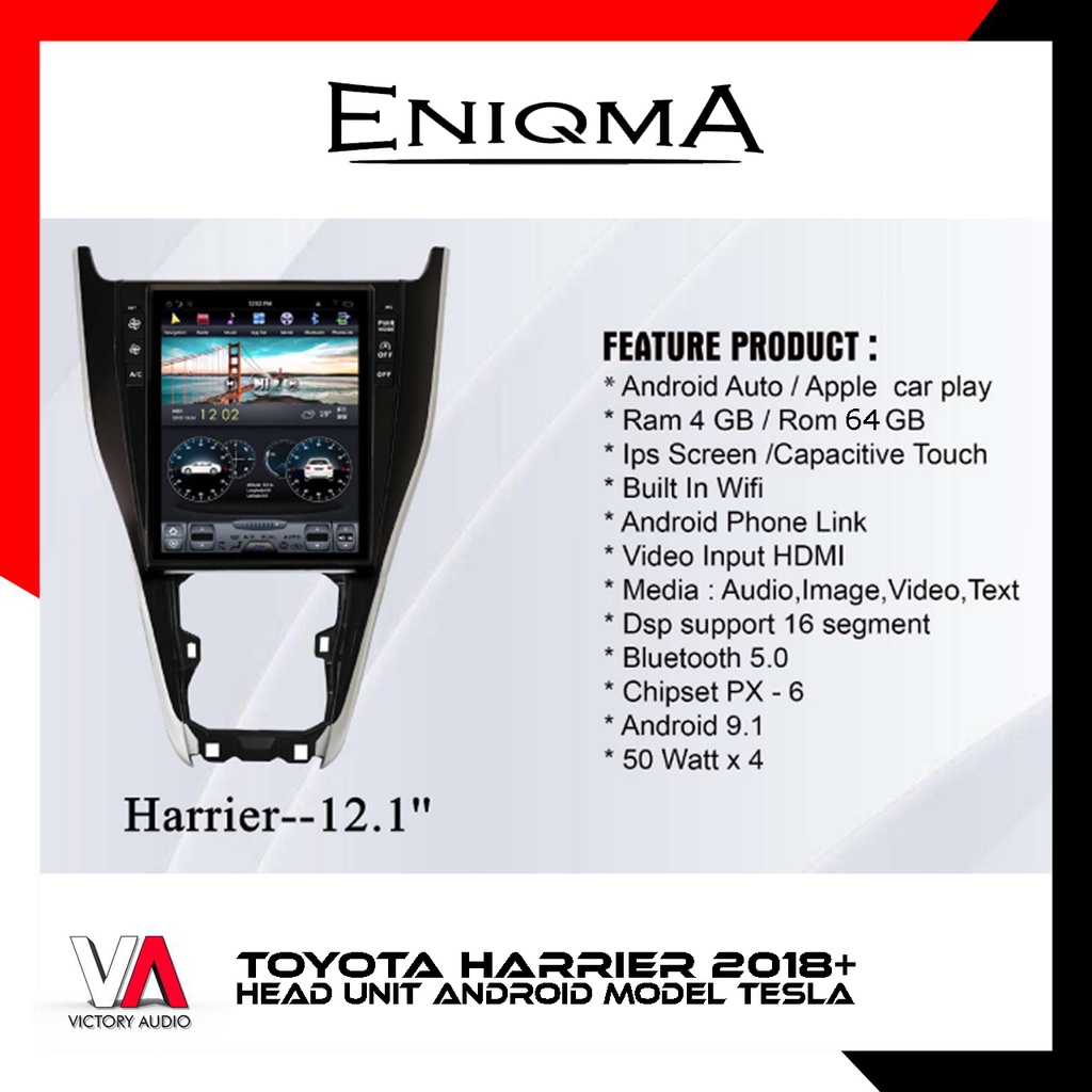 Jual Head Unit Android Model Tesla ENIQMA PnP OEM Look TOYOTA HARRIER ...