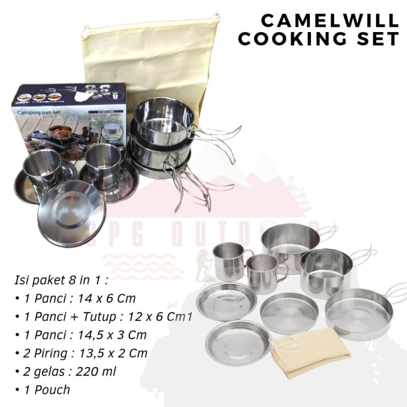 Jual Cooking Set Camelwill 8 Set Camping Pan Set Stainless Alat Masak ...