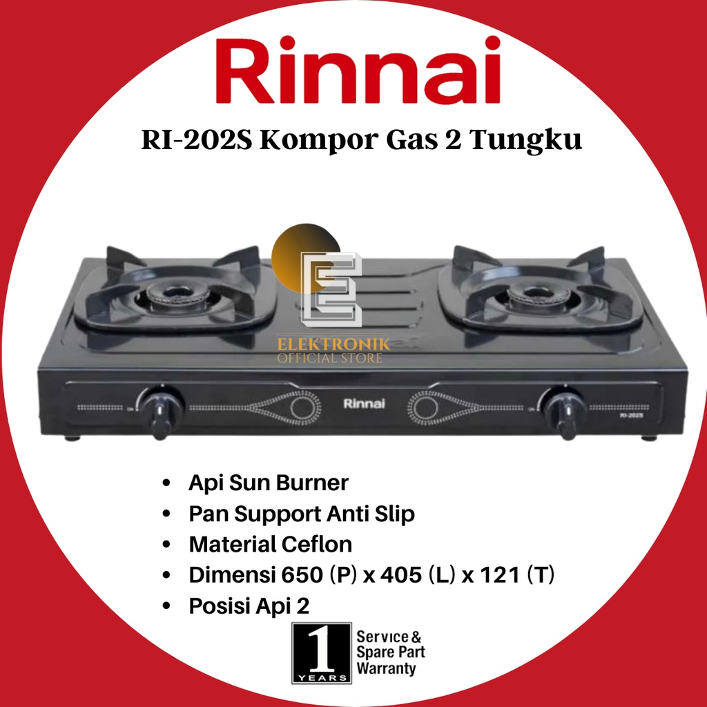 Jual RINNAI KOMPOR GAS 2 TUNGKU RI 202S/RI202S/202SKOMPOR GAS 2 TUNGKU 100% ORIGINAL RINNAI ...