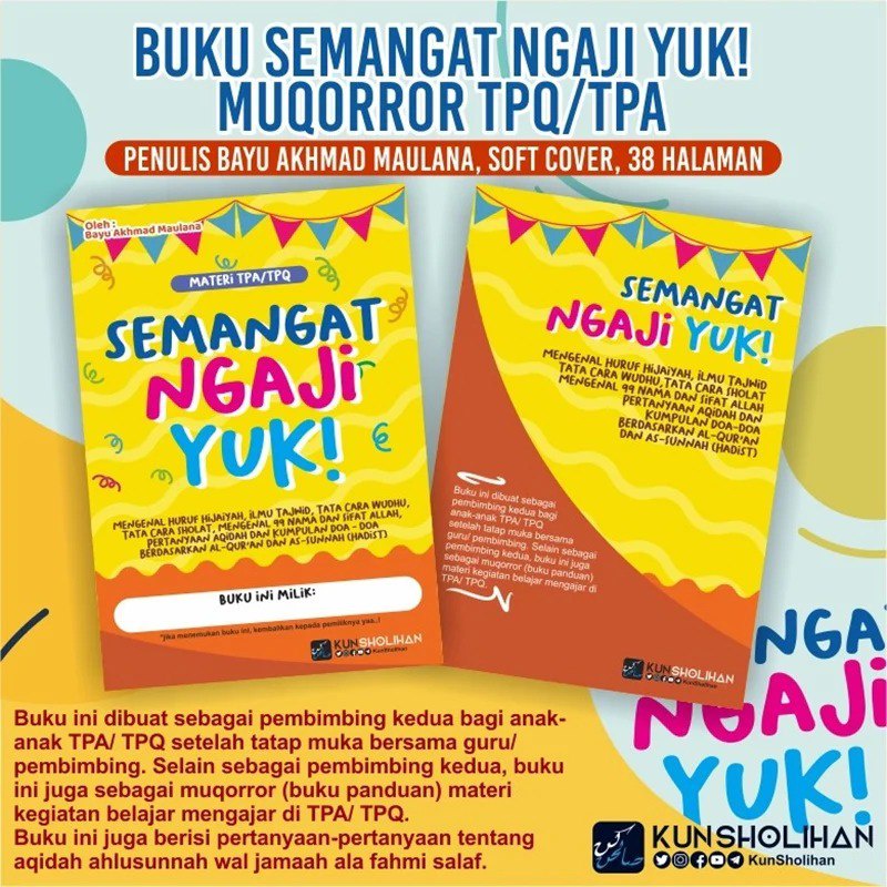Jual BUKU MATERI TPA TPQ - SEMANGAT NGAJI YUK! (KUN SHOLIHAN) | Shopee ...