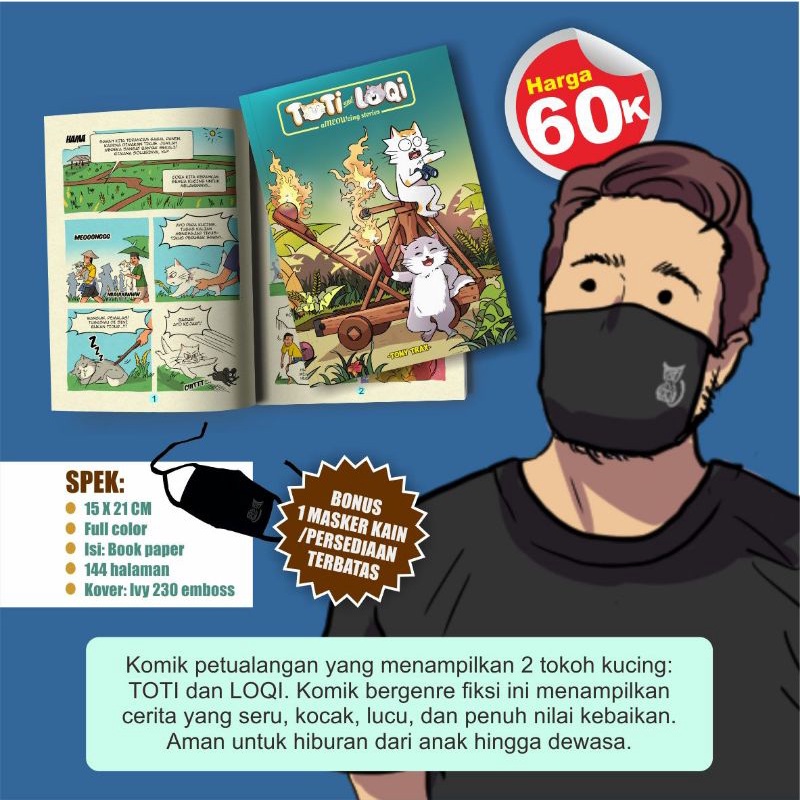 Jual Komik Bonus Masker Toti Loqi Buku Bacaan Cerita Muslim Kucing Lucu ...