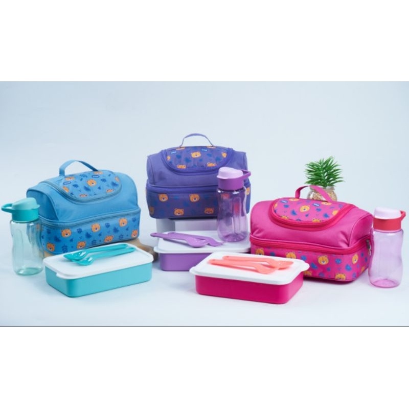 Jual Tas Bekal Free Sendok Garpu Kotak Dan Botol Lunch Box Smiley | Shopee Indonesia