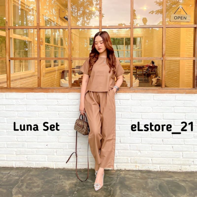 Jual Luna Set Setelan Wanita Kekinian One Set Santai Terbaru Setelan ...
