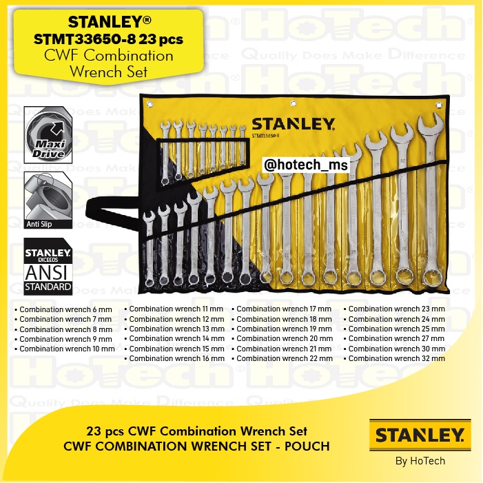 Jual STANLEY® STMT33650-8 | 23 pcs CWF Combination Wrench Set | Kunci ...