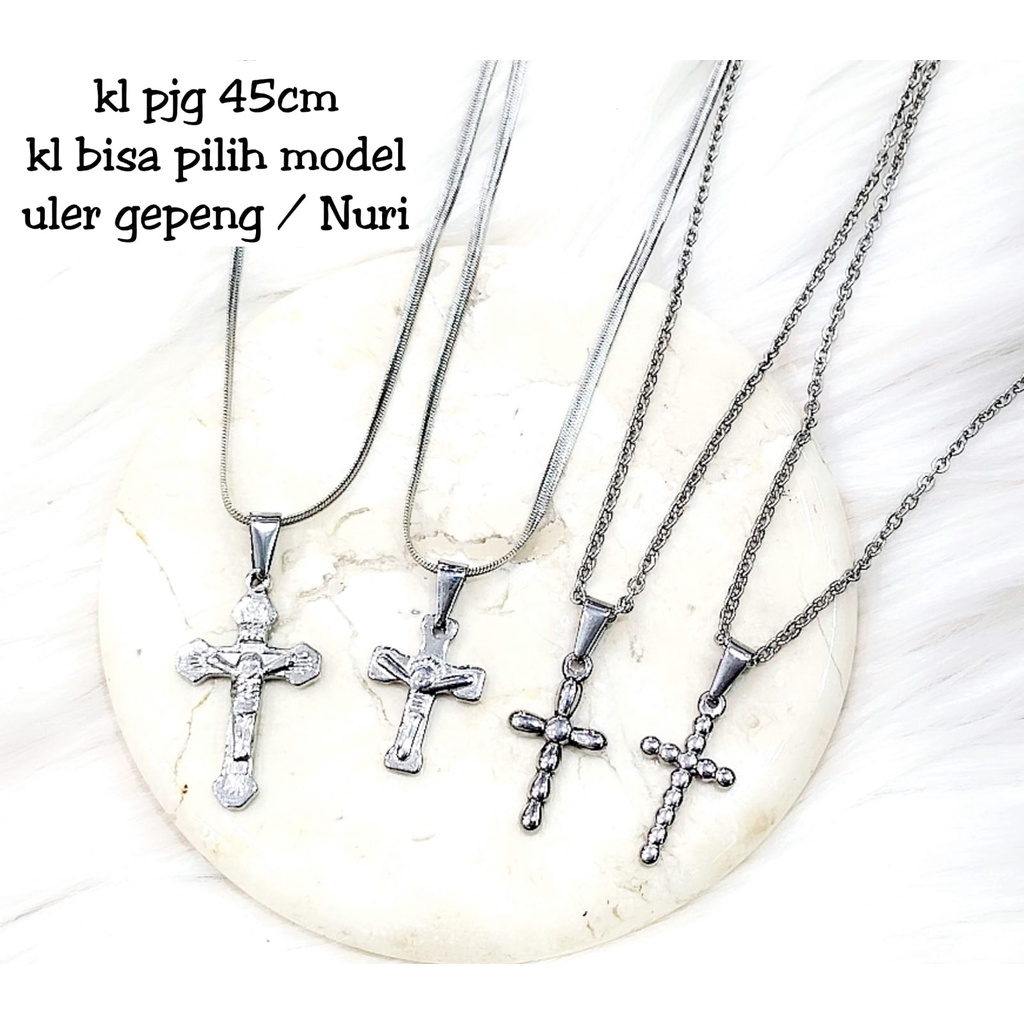 Jual KALUNG LIONTIN TITANIUM MODEL SALIB YESUS PRIA WANITA ANTI KARAT ...