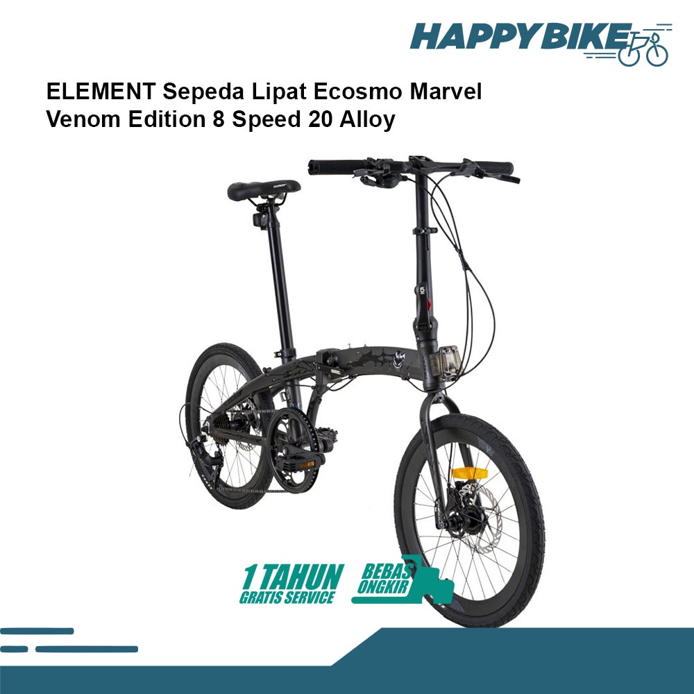 Jual ELEMENT Sepeda Lipat Ecosmo 8 Hydraulic Edisi Marvel Venom 20 Inch ...