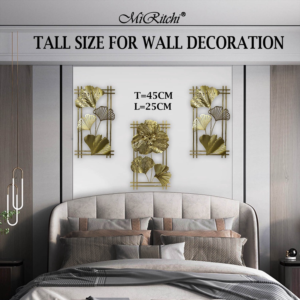 Jual Wall Decor Hiasan Dinding Besi Metal Nordic Aestetik Gold Daun ...