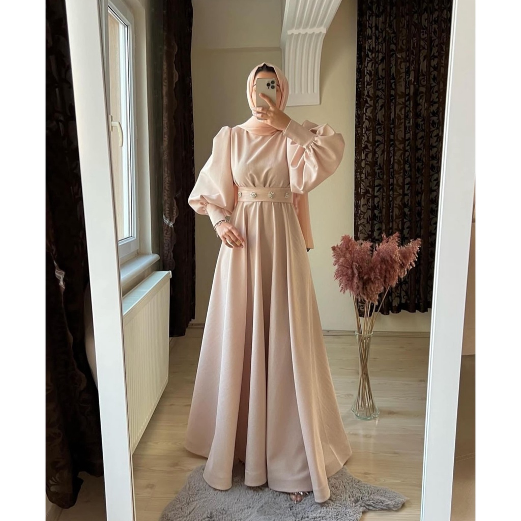 Jual SYARMA DRESS baju lebaran lengan balon bishop / pesta / prewedding ...