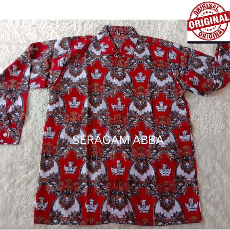 Jual Batik SD Nasional Panjang motif Sriwedari Merah Putra Putri ...