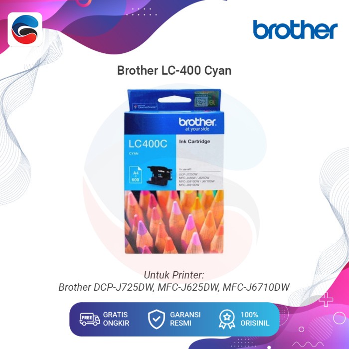 Jual BROTHER Tinta Cartridge LC400C LC400 LC 400 Cyan Biru Original DCP ...