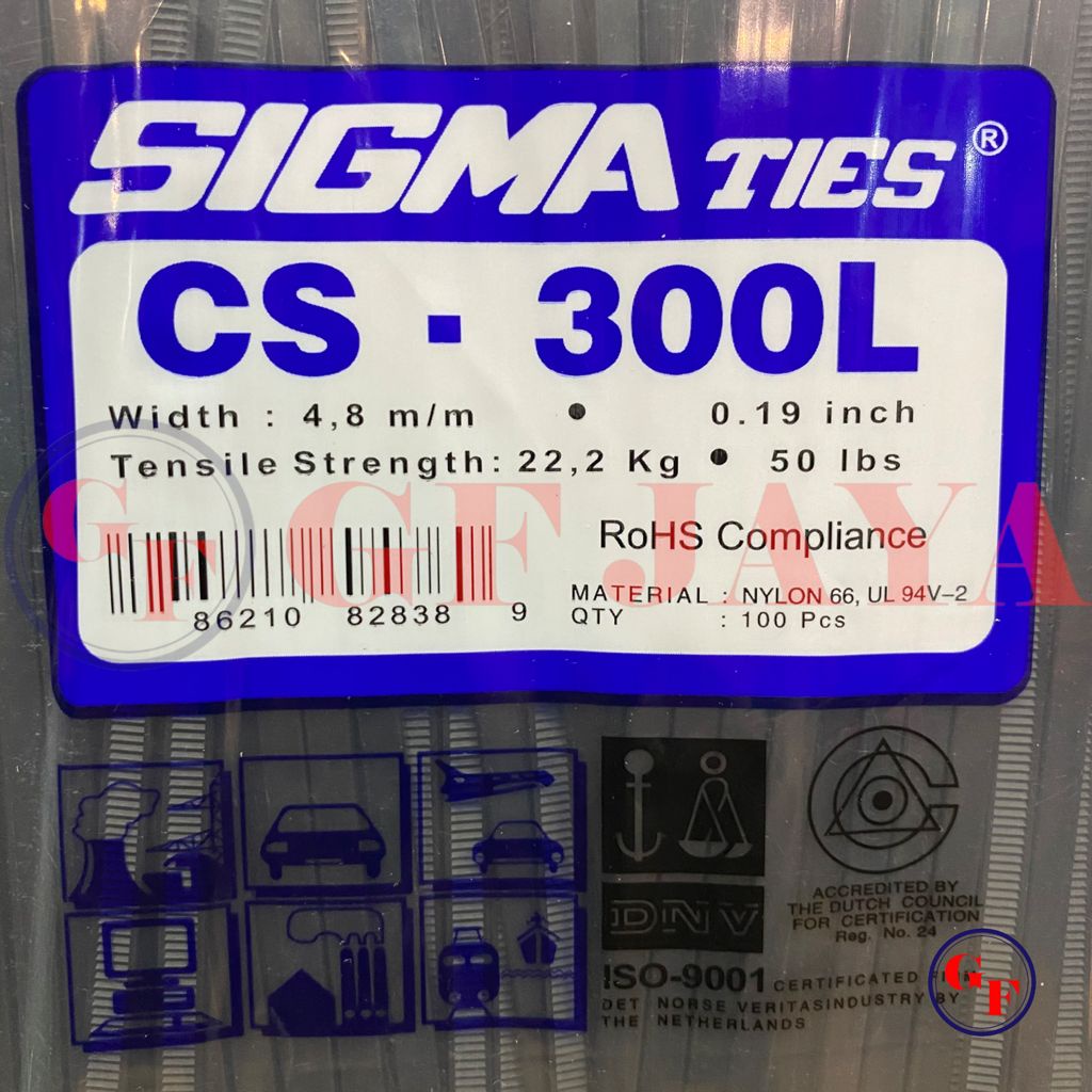 Jual Kabel Ties Sigma CS-300L 30cm x 4.8mm Hitam / CS300L CV300 CV 300 ...