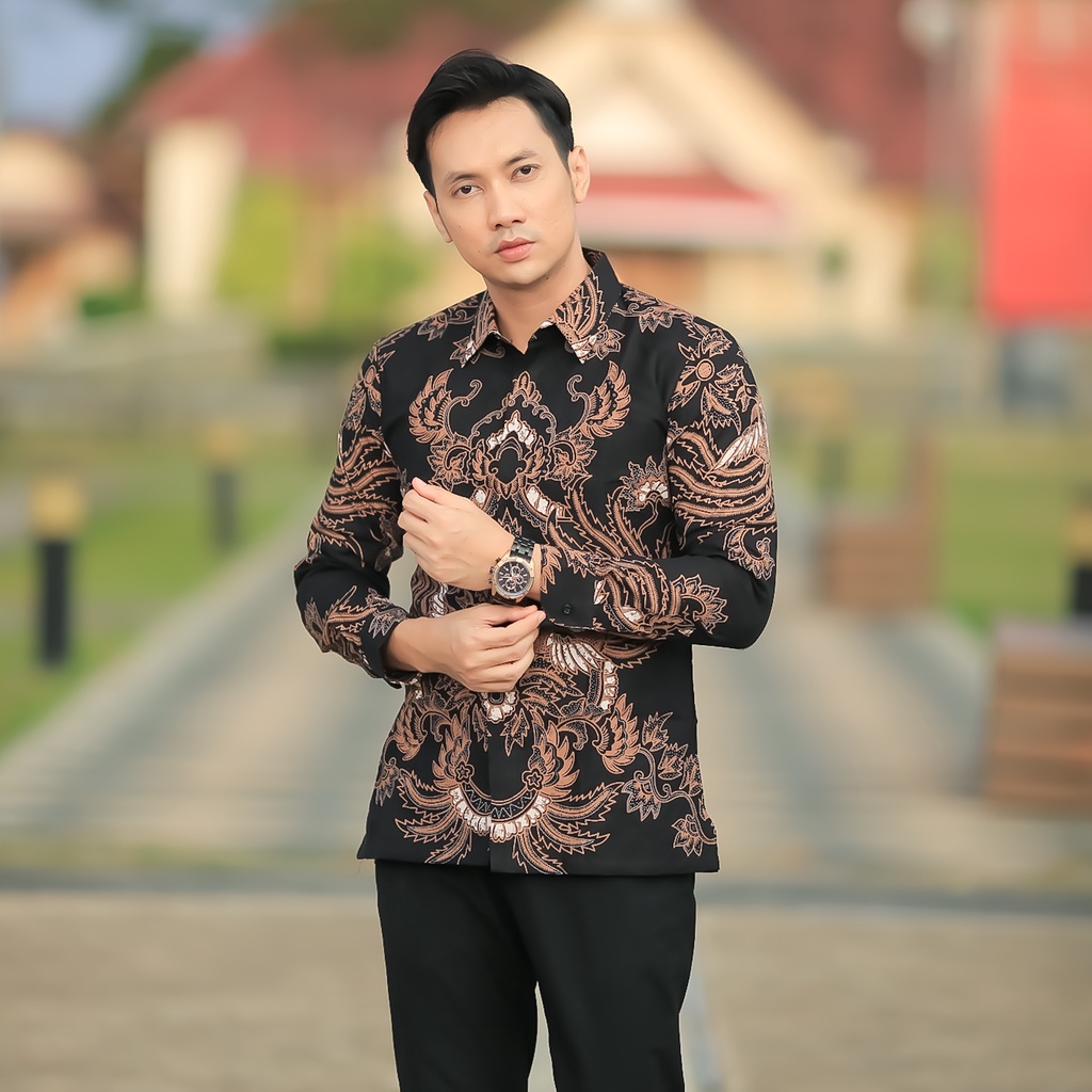 Jual BATIK Motif Peksi Angkasa Hem Atasan Kemeja Baju Batik Pria Lengan ...