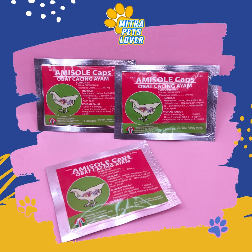 Jual OBAT CACING AYAM - AMISOLE 10 KAPSUL- MENGOBATI CACINGAN PADA AYAM ...