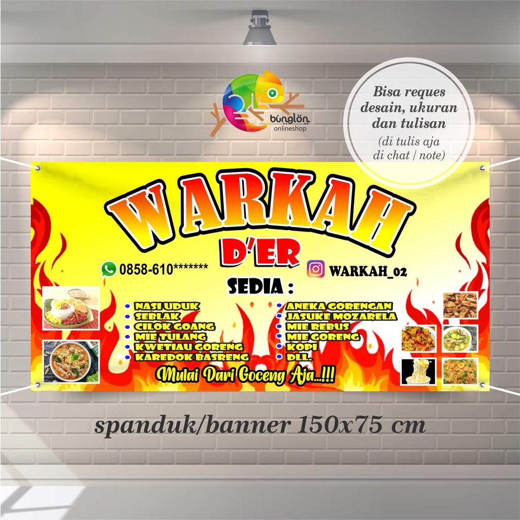 Jual Spanduk Banner 150x75 Cm Spanduk Warung Seblak, Cilok, Gorengan ...