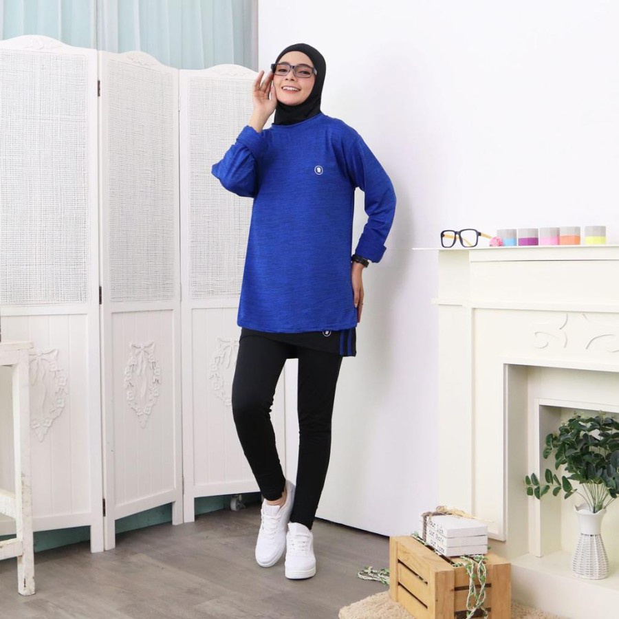 Jual Set Setelan Baju Olahraga Wanita Hijab Muslim Muslimah 3 Pcs ( Hijab, Baju dan Leging Rok ...