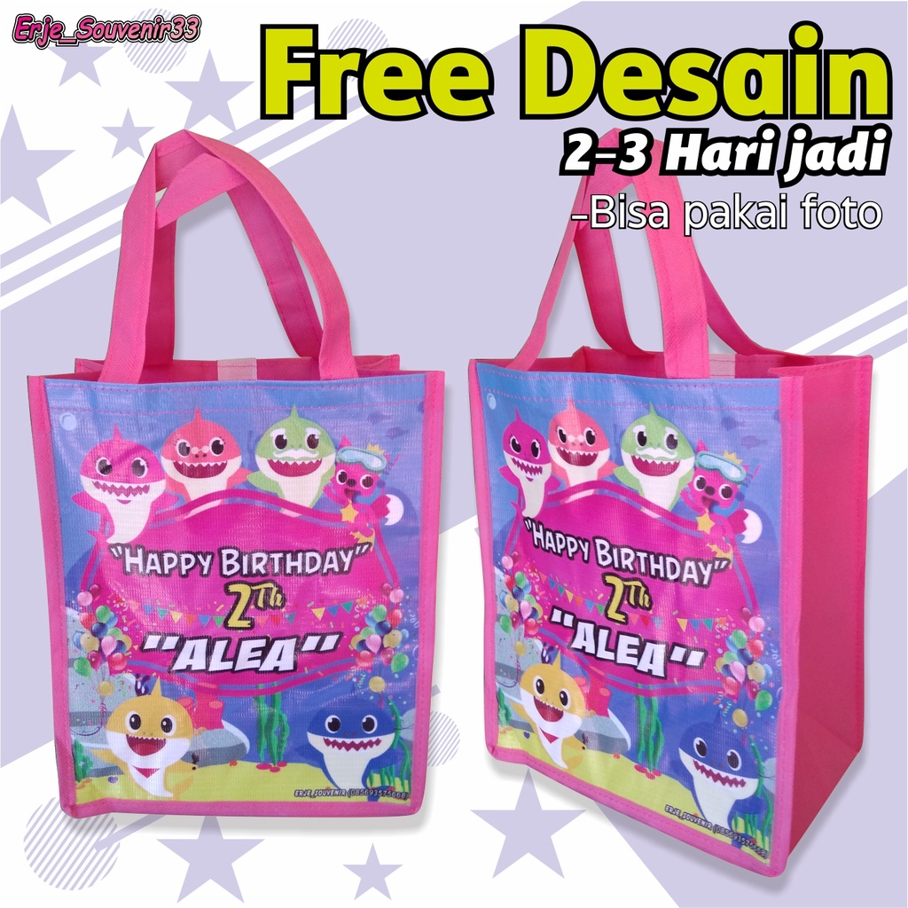 Jual Tas Souvenir Ulang Tahun Custom / Tas Ultah Baby Shark / Tas Ultah ...