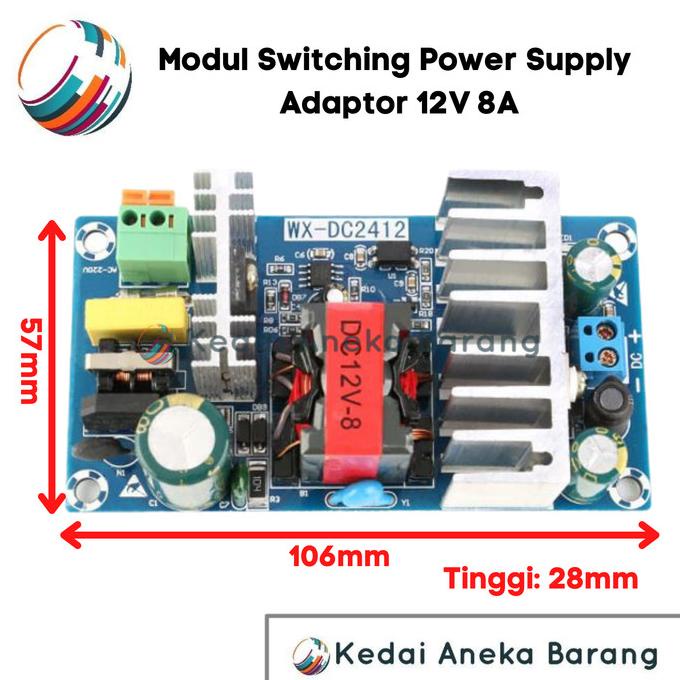 Jual Module Modul Switching Power Supply 12V 8A Ac-Dc Ac - Dc Adaptor ...