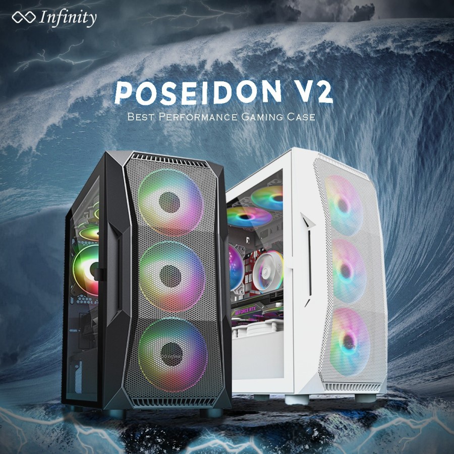 Jual Casing Gaming PC/Komputer INFINITY Poseidon V2 Free 3x FAN RGB ...