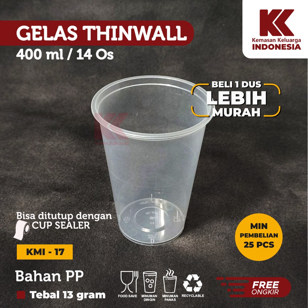 Jual CUP INJECTION 14oz 400ML TANPA TUTUP / GELAS THINWALL / GELAS ...