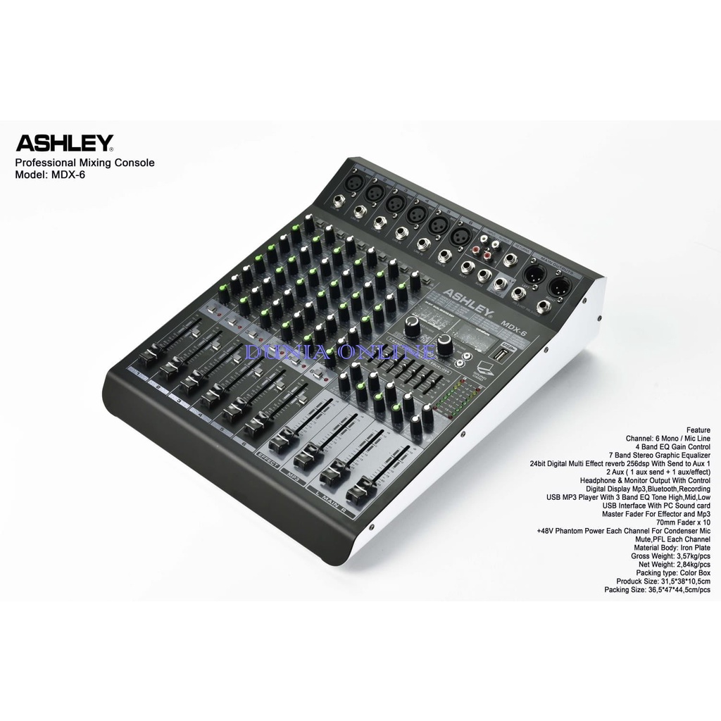 Jual MIXER AUDIO ASHLEY MDX6/MDX 6 6CH USB-BLUETOOTH-RECORDING | Shopee ...