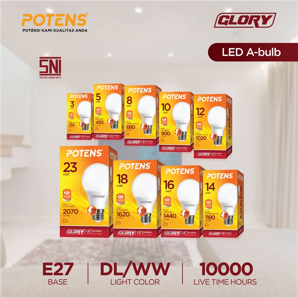 Jual POTENS PAG-DL/WW Potens Lampu LED A-Bulb Bohlam Garansi Import ...