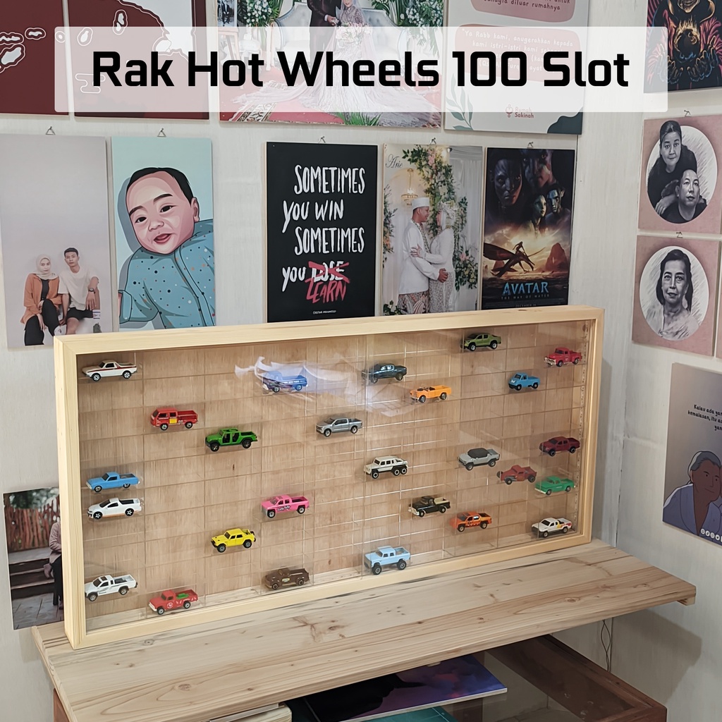Jual 100 slot rak hotwheels diecast organizer premium kayu jati belanda ...