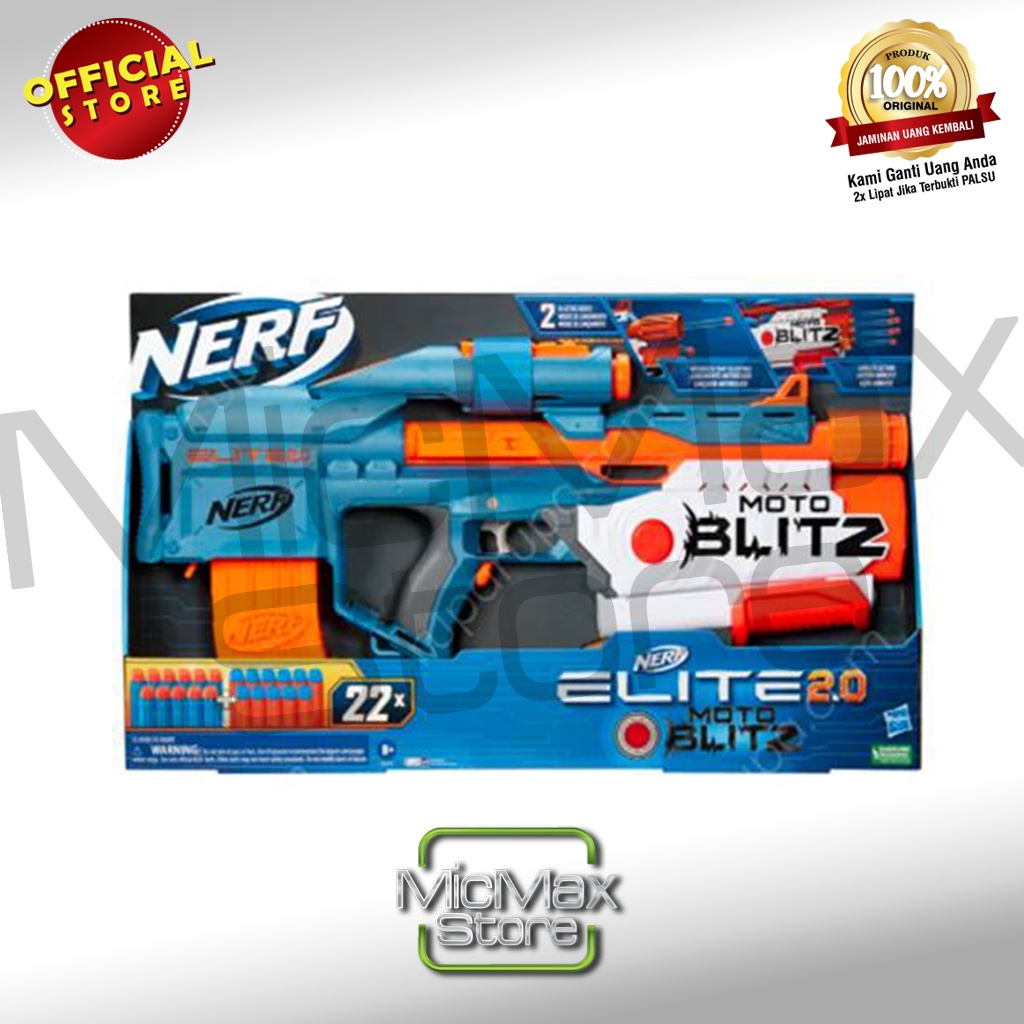 Jual Nerf Elite 2.0 Motoblitz Moto Blitz Scope 10-Dart Motorized Blast NRRF5873 | Shopee Indonesia
