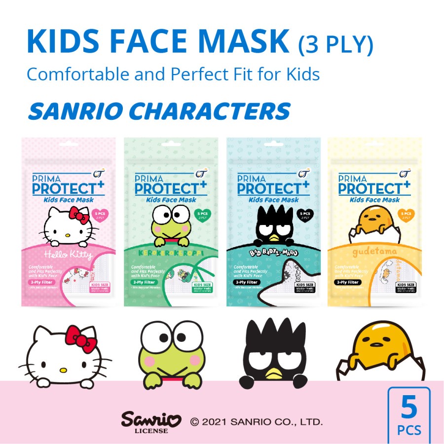 Jual Prima Protect+ Kids Face Mask SANRIO CHARACTERS 3 ply - Pack (isi ...