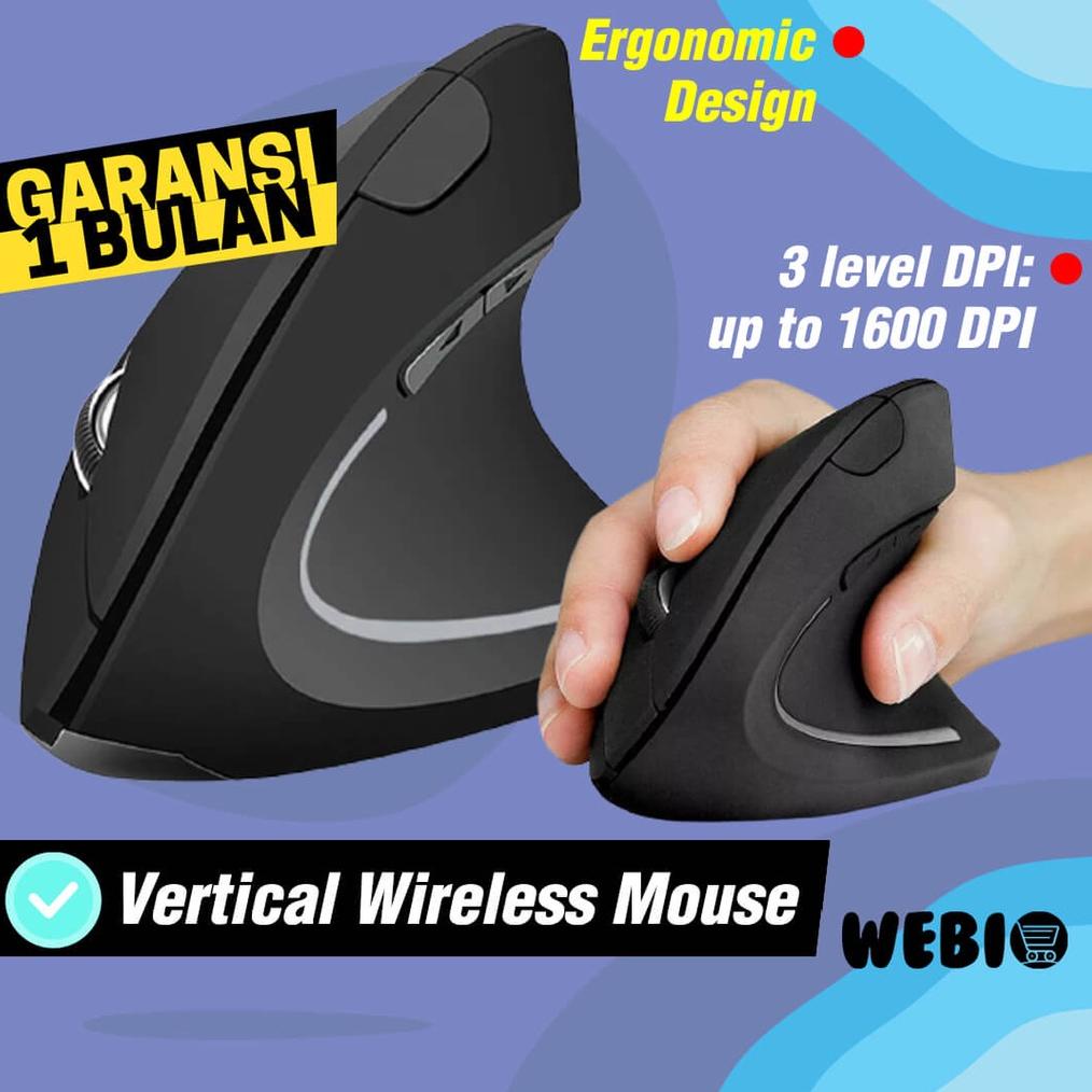Jual Mouse Wireless Vertical V106 Vertikal Wireles Mause RGB LED ...