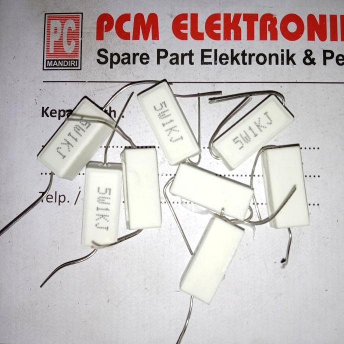 Jual R 1k ohm 1 Kohm 1 k 5w 5watt 5 watt Resistor Kapur pcmelektrob9090 ...