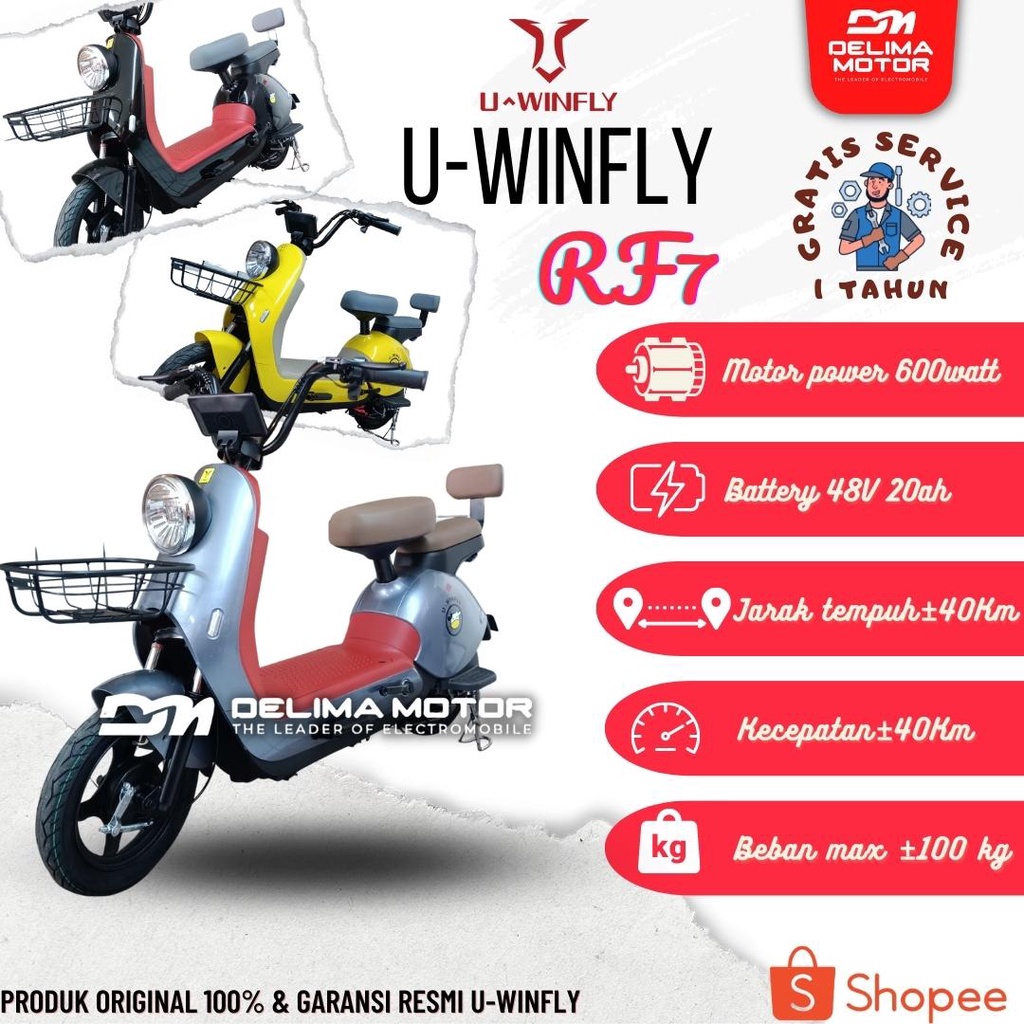 Jual UWINFLY SEPEDA LISTRIK RED FISH 7 | NEW RF7 ORI | REDFISH 7 ...
