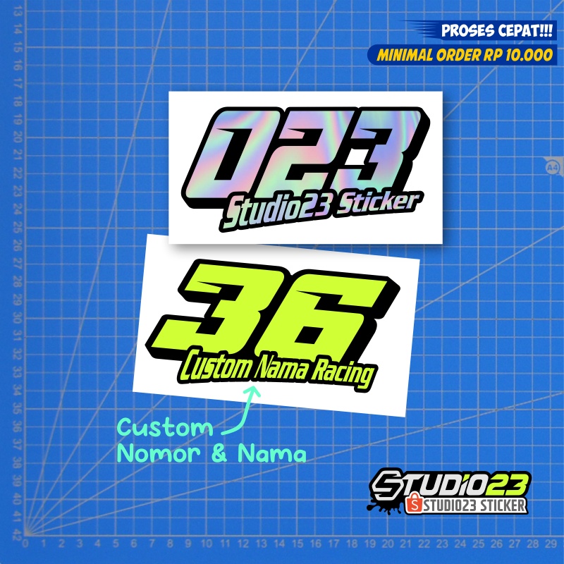 Jual Stiker Custom Nama & Nomor Start Racing Cutting Hologram (Bebas ...