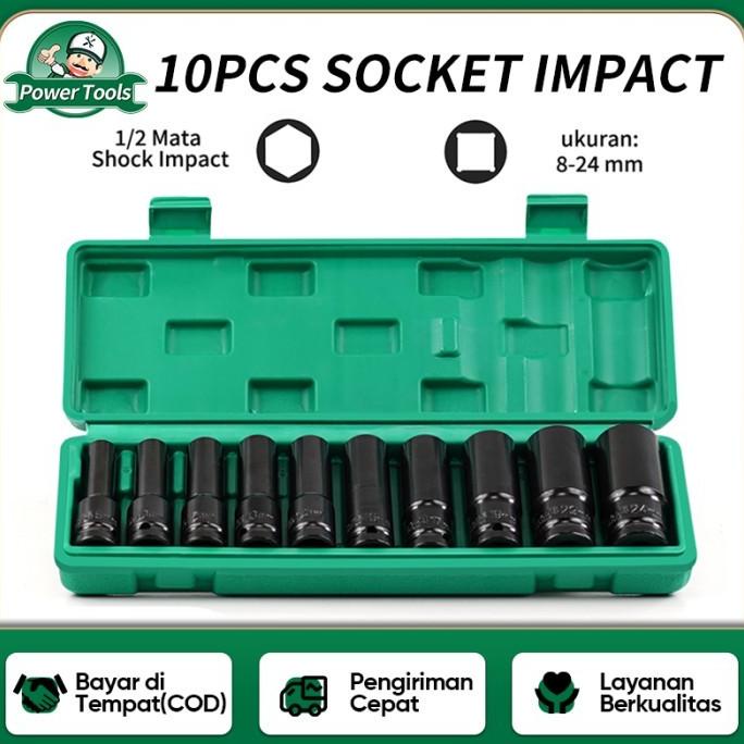 Jual ISKU Mata Shock Set Extention Impact 1/2 8-24mm 10 pcs Carbon Steel | Shopee Indonesia