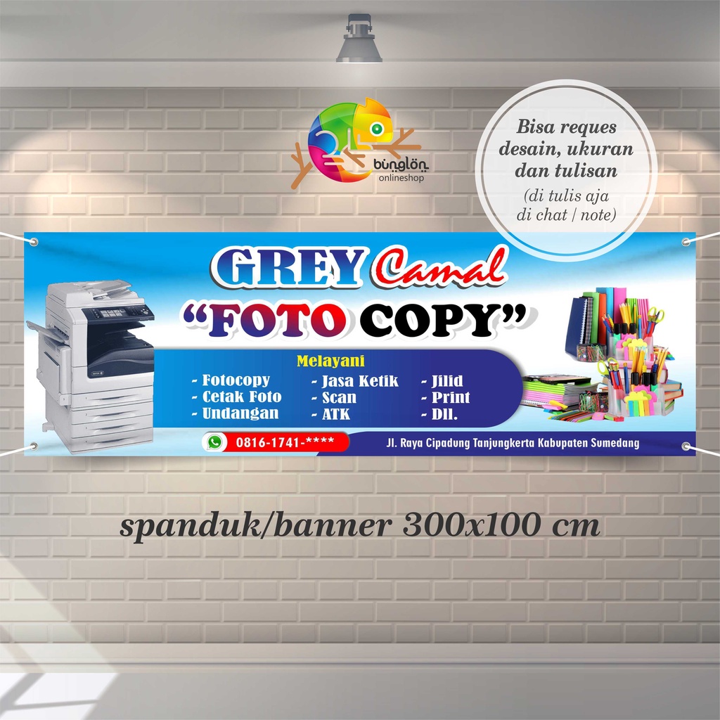 Jual Size 300x100 Cm, Spanduk Banner Fotocopy, Cetak Poto, Print, Undangan, Dll | Shopee Indonesia