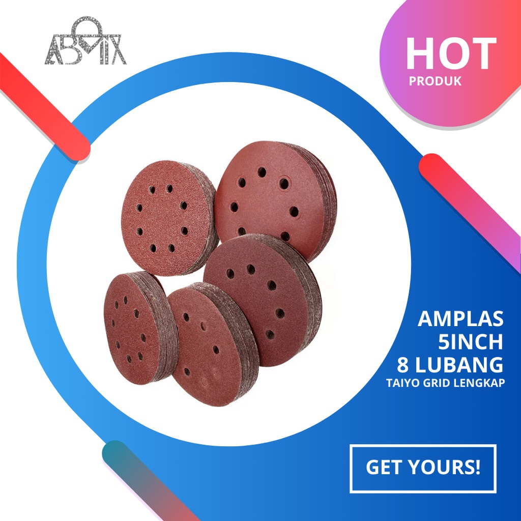 Jual Amplas Bulat Velcro 5 inch 8 Lubang Tempel Sanding Disc Mata ...