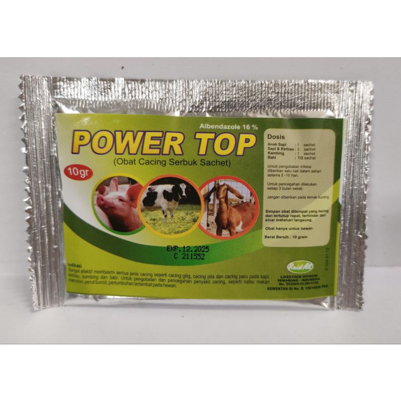 Jual Obat cacing hewan Power Top 10gr | Shopee Indonesia