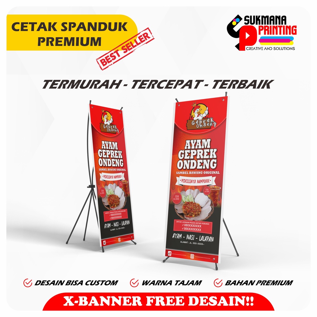 Jual X-BANNER STAND CUSTOM DESAIN 1 SET RANGKA TIANG XBANNER Y-BANNER ...