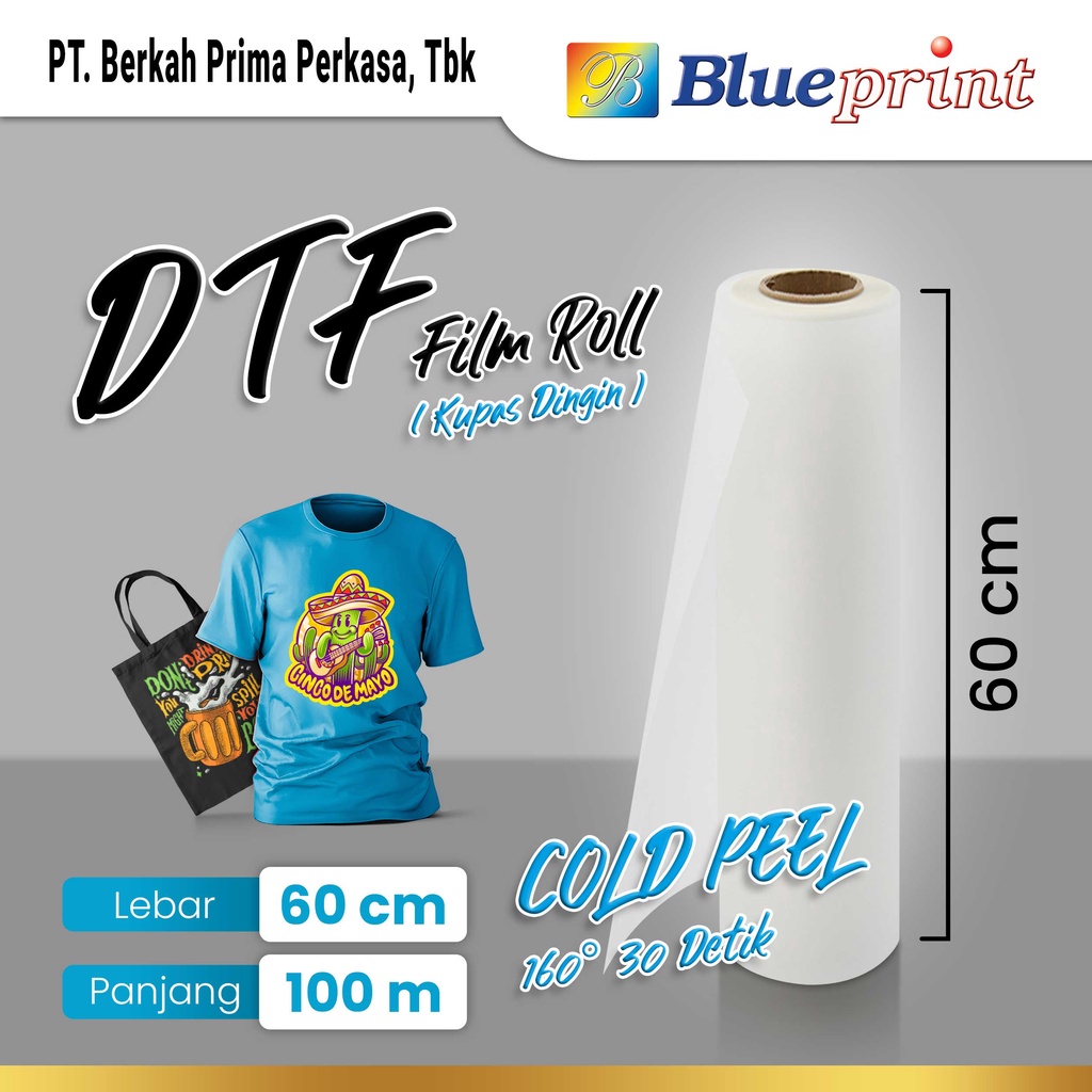 Jual Kertas DTF Film Roll 60 x 100 BLUEPRINT Transfer FILM DTF Cold Peel | Shopee Indonesia