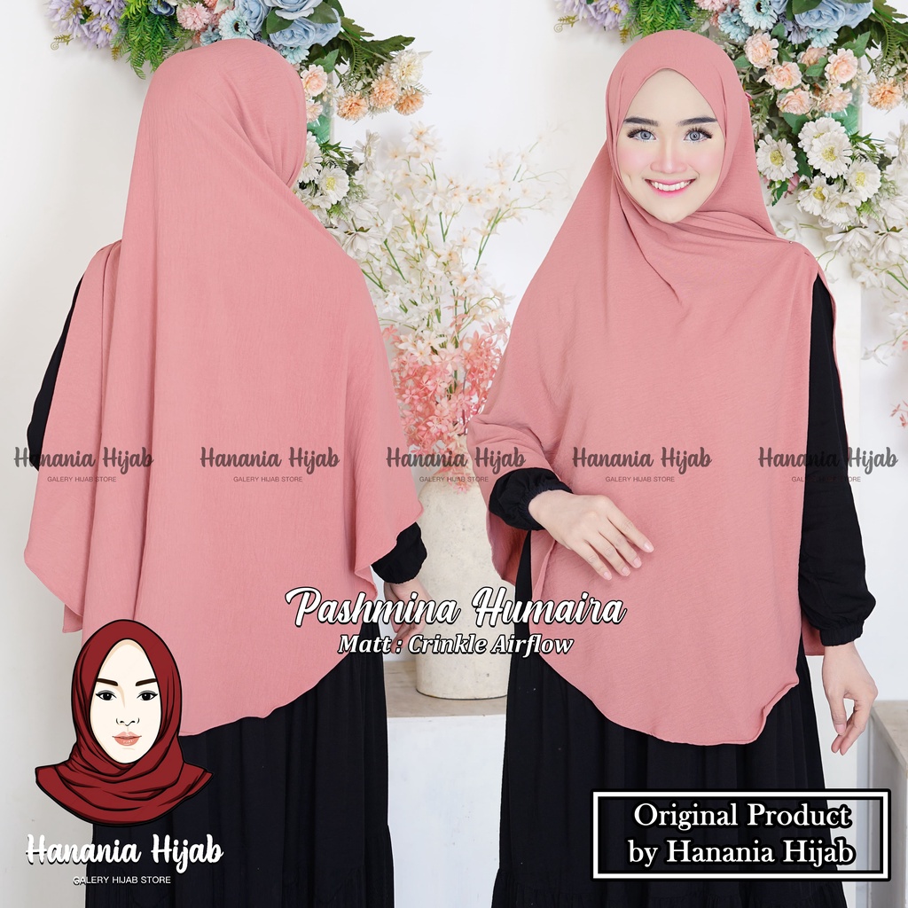 Jual Pashmina Humaira Oval Jumbo Syar'i 200x120 Crinkle Air Flow Premium Ori Hanania Hijab ...