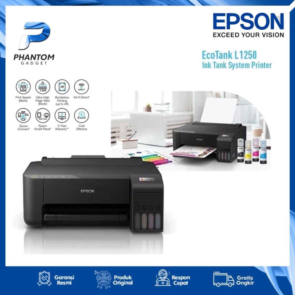 Jual Printer Epson EcoTank L1250 A4 Wi-Fi Print Only Wireless Ink Tank | Shopee Indonesia