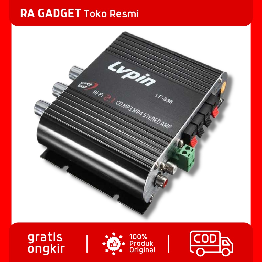 Jual Mini HiFi Stereo Amplifier Treble Bass Booster 12V / Amplifier ...