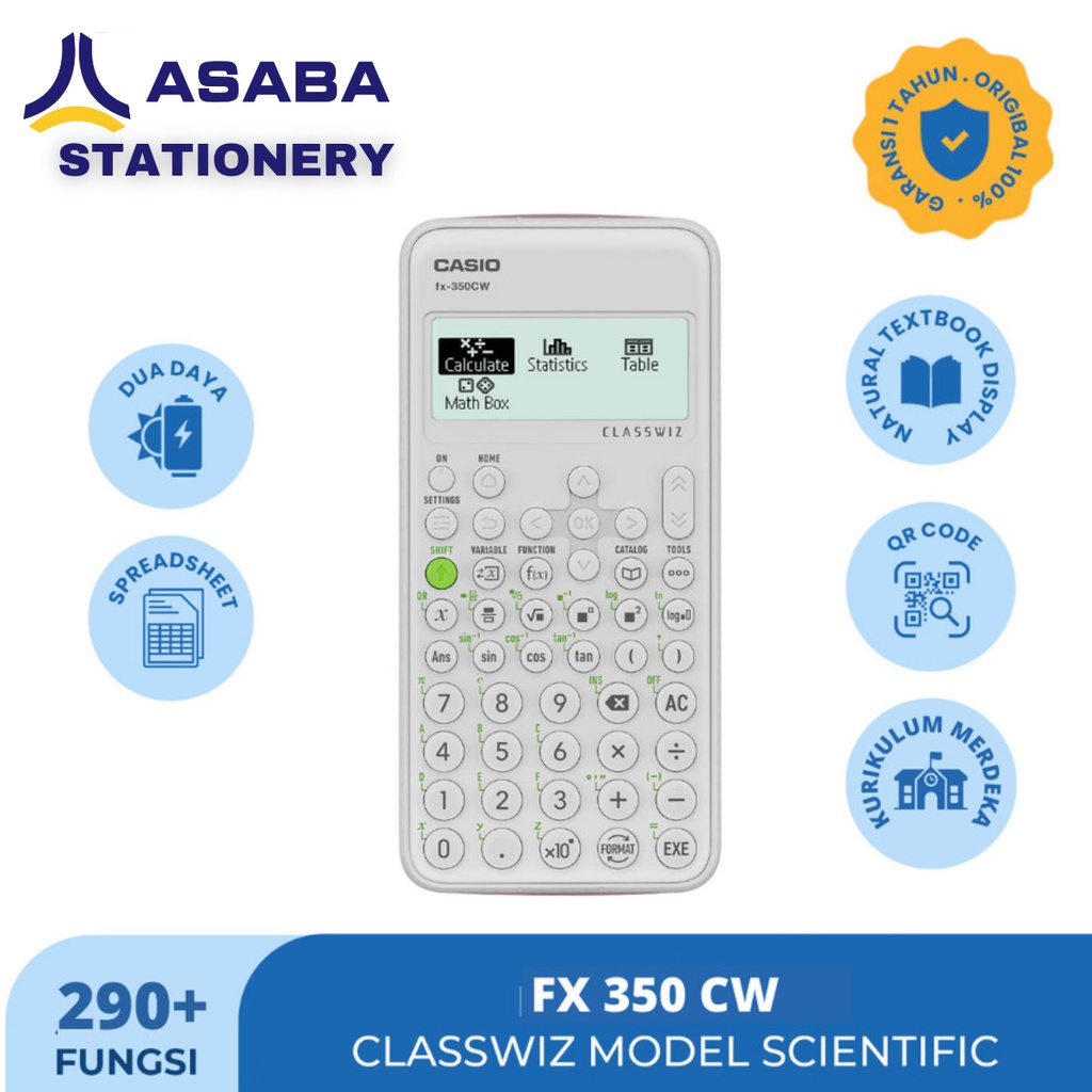Jual Asaba Stationery - Kalkulator Sekolah/Kuliah Casio FX-350CW ...