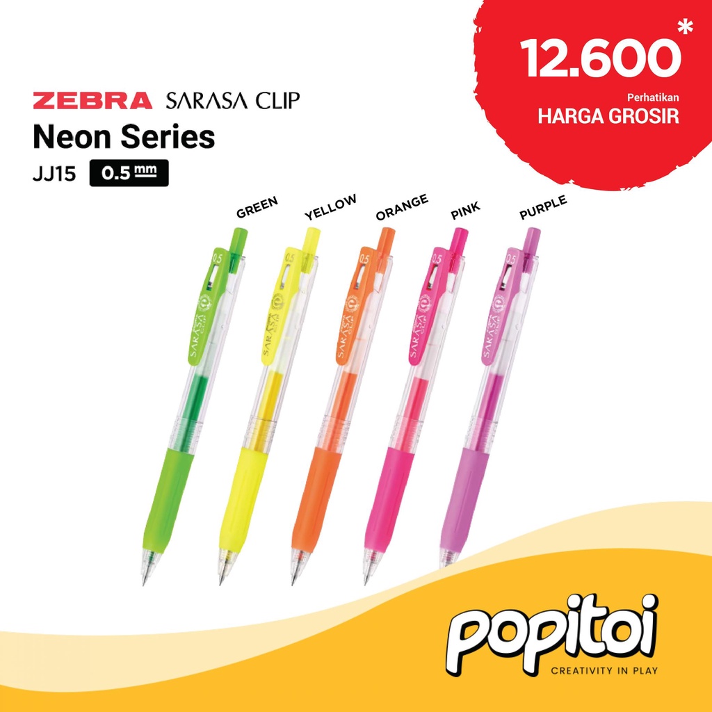 Jual ZEBRA SARASA CLIP JJ15 Gel Pen 0.5 mm Neon Pulpen | Shopee Indonesia