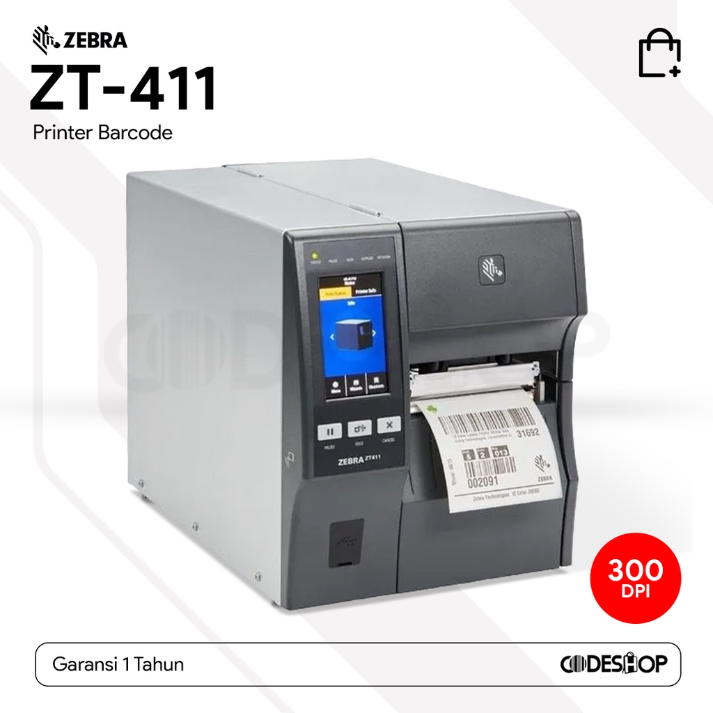 Jual ZEBRA ZT 411 PRINTER BARCODE CETAK LABEL SEMICOATED THERMAL VOLUME ...