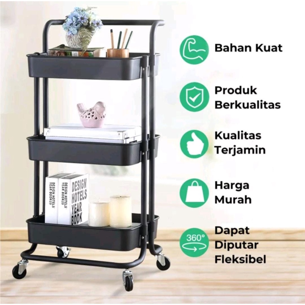 Jual NANDOS NAIBA RAK TROLLEY BESI RODA / RAK DAPUR / RAK KAMAR MANDI ...