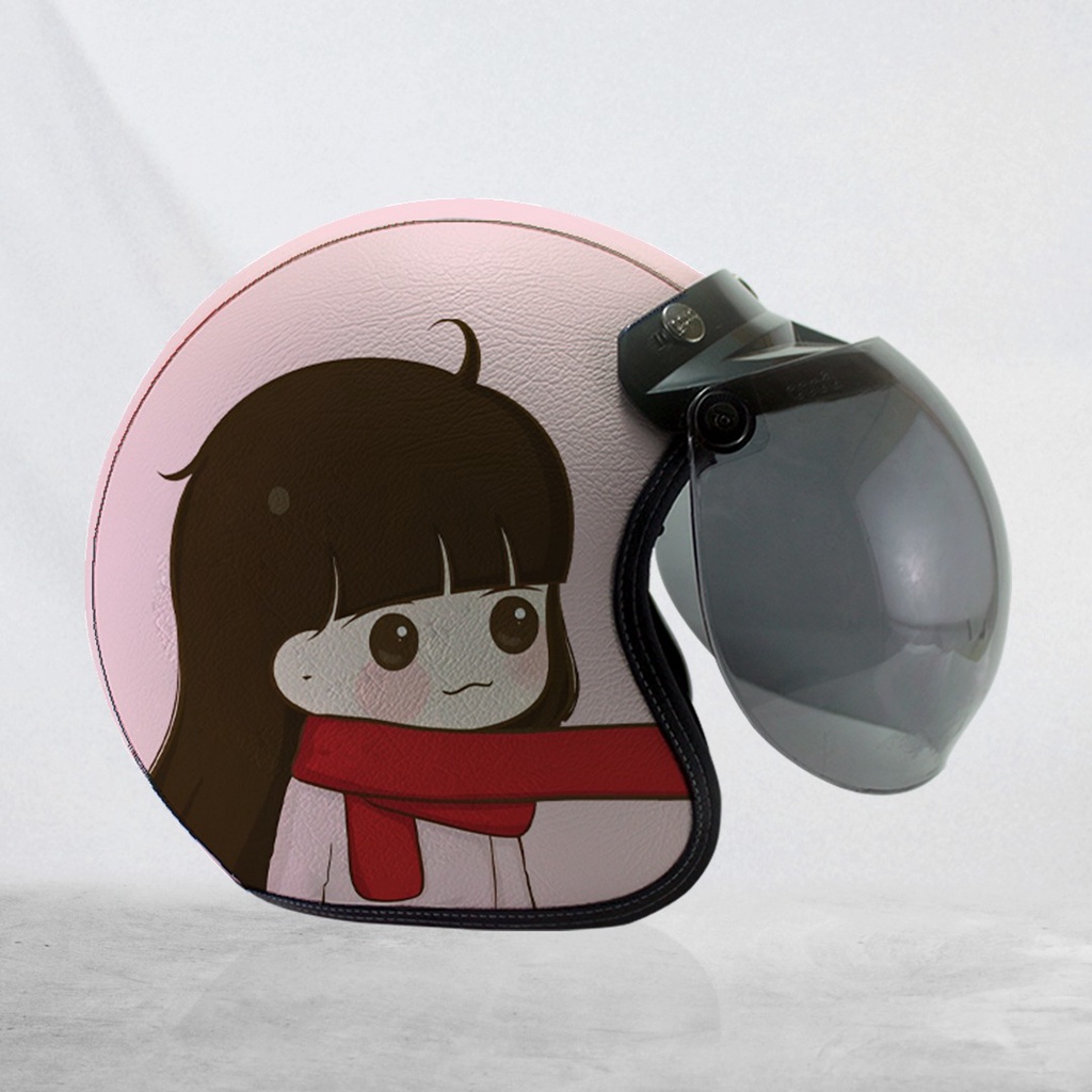Jual Helm Bogo Retro Kulit Custom Desain Special Couple Valentine Kaca ...